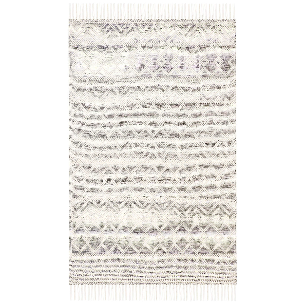 SAFAVIEH Natura Collection Area Rug - 8' x 10', Ivory & Black, Handmade Boho Fringe Wool, Ideal for High Traffic Areas in Living Room, Bedroom (NAT353A)