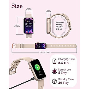 SHANG WING Smart Watches for Women Compatible with iPhone Android Phones, LYNN2 Slim Women's Watch Fitness Tracker Digital Watch with Heart Rate Monitor Pedometer Step/Sleep Tracker Waterproof Pink