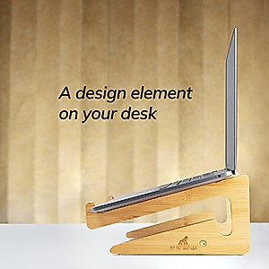 MY FAT GORILLA - Wooden Laptop Stand, Ventilated Laptop Holder, Bamboo Laptop Stand Universal Lightweight Ergonomic, Notebook Stand Compatible with 10-15'', MacBook Laptop Desk Stands