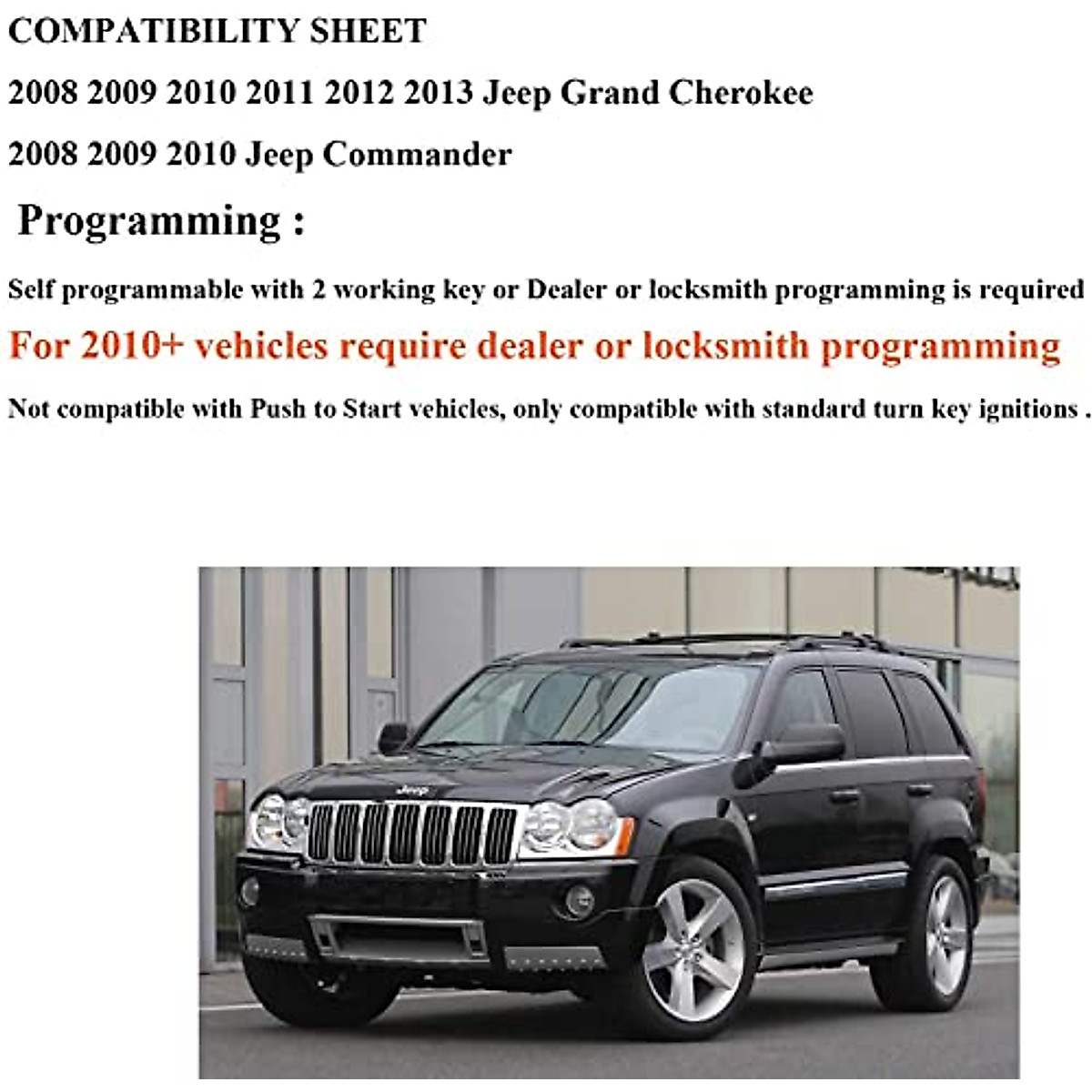 5 Button Key Fob Replacement Compatible for 2008 2009 2010 2011 2012 2013 Jeep Grand Cherokee,2008 2009 2010 Jeep Commander Car Keyless Entry Remote Control M3N5WY783 IYZ-C01C