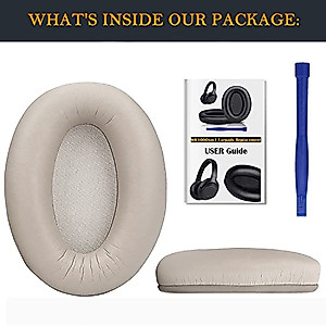 SOULWIT Professional Earpads Cushions Replacement for Sony WH-1000XM3 (WH1000XM3) Over-Ear Headphones, Ear Pads with Softer Protein Leather, Noise Isolation Memory Foam, Added Thickness (Gold)