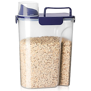 Komzon Rice Storage Container 10lb, Airtight Dry Food Cereal Containers Storage, BPA Free Rice dispenser with Pouring Spout Portable Handle for Flour Pasta Grain and Baking Pet Dog Cat Food Container