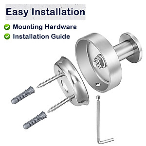 JAAWAN (2-Pack) Brushed Nickel Round Towel Hooks Wall Mounted, SUS304 Stainless Steel Bath Robe Towel Hooks for Bathroom Coat Clothes Hooks