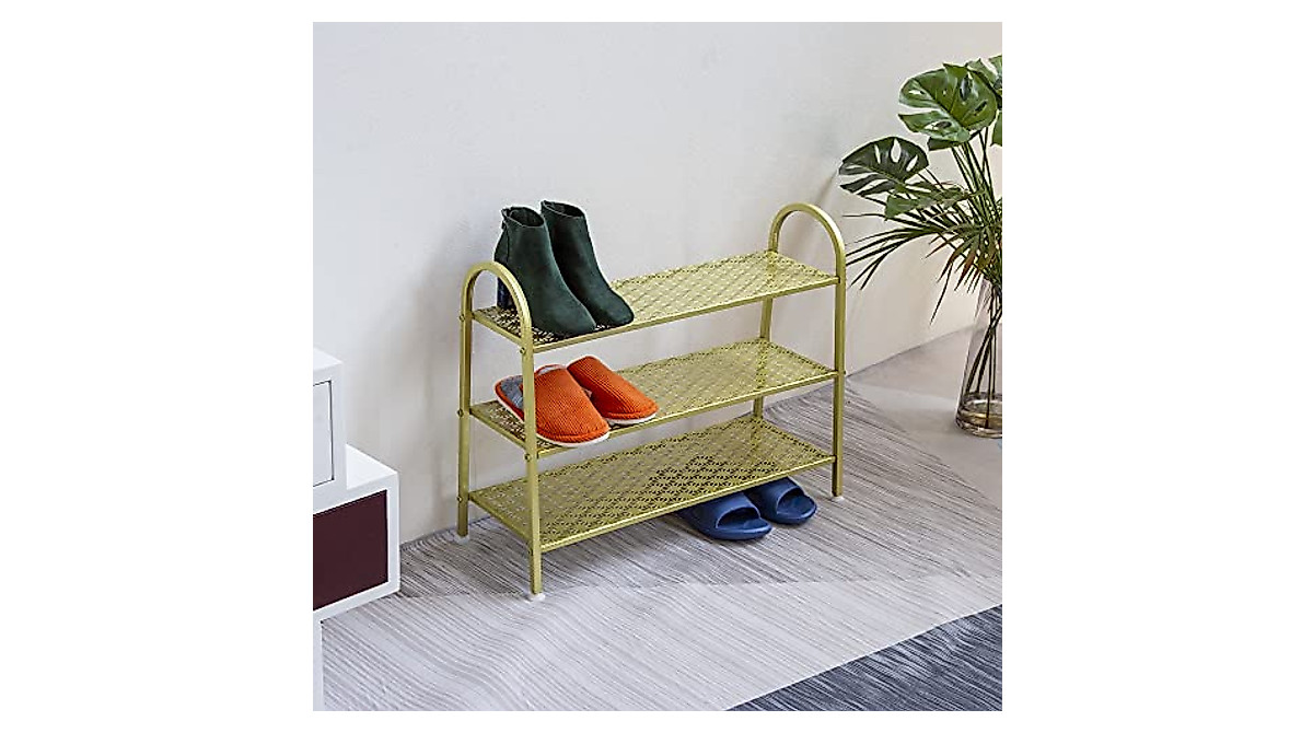 Urban Iron Gold Shoe Rack - 3-Tier Modern Shoe Organizer
