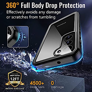 Oterkin for Samsung Galaxy S23 Case Waterproof, Galaxy S23 Case with Built-in Screen Protector [Support Fingerprint Unlock][360°Full Body Protection][12FT Military Grade] Rugged S23 Phone Case (Black)