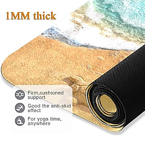 AGONA Golden Beach Turtle Yoga Mat Thick Non Slip Exercise Mat Portable Travel Yoga Mat Folding Fitness Workout Mat for Yoga Pilates Home Floor Exercises Children Playtime