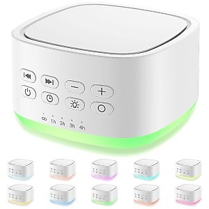 Magicteam White Noise Machine 10 Colors Lights and 25 Soothing Sounds Sleep Sound Machine with 5 Timers with Memory Feature Portable Sound Machine for Baby Adults. (White)