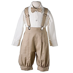 Tuxgear Boys Tan Linen Knickerbocker 5 Piece Set, Toddler 3