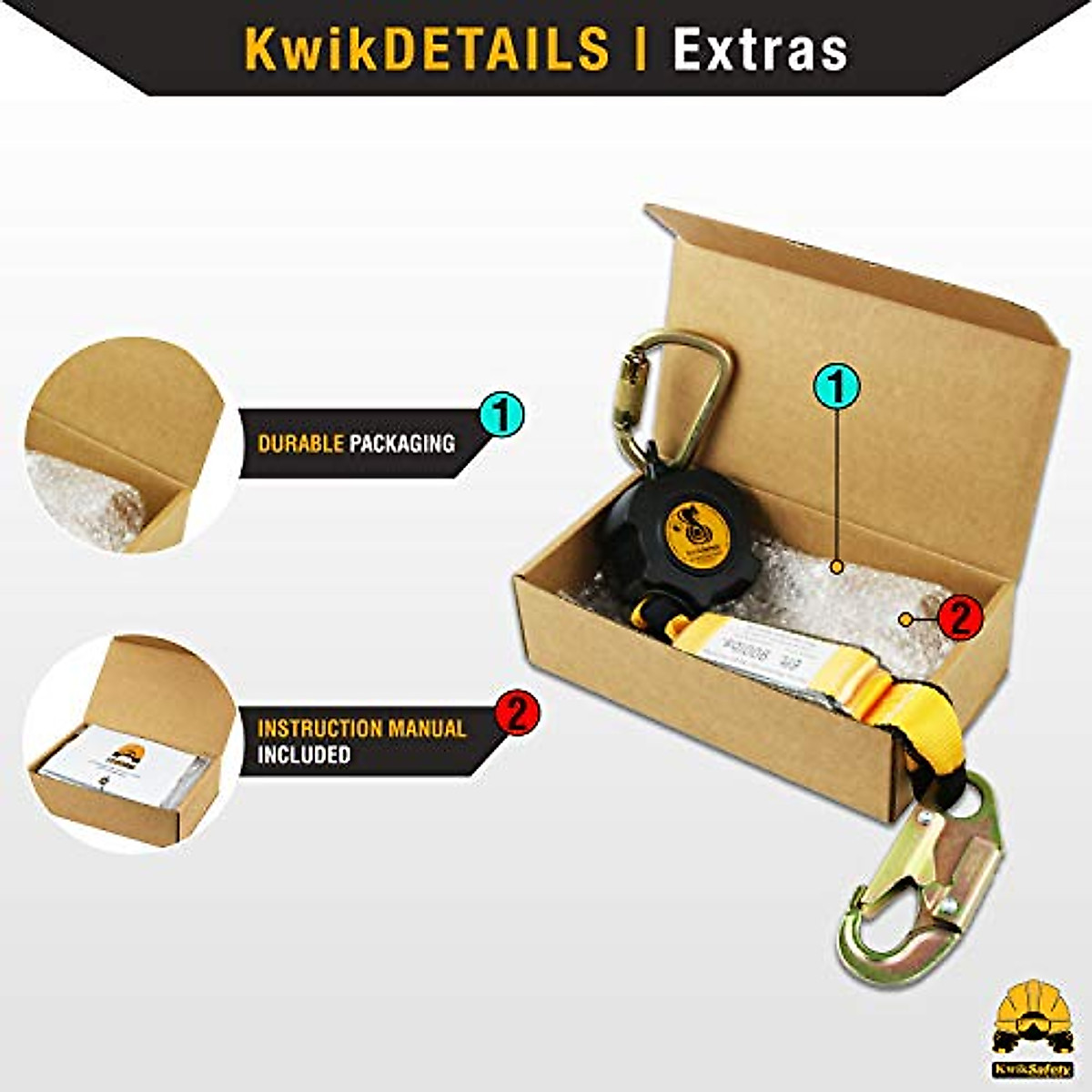 KwikSafety - Charlotte, NC - Cobra Web 6' Self Retracting Lifeline [NO Tangle + External Shock Absorber] Class A SRL ANSI OSHA Retractable Fall Arrest Construction Roofing PPE Gear