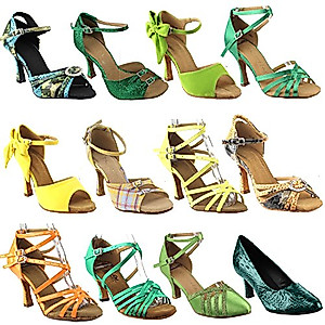 50 Shades Green Ballroom Latin Dance Shoes for Women: SERA7010 Yellow, 3" Heel, Size 8 1/2