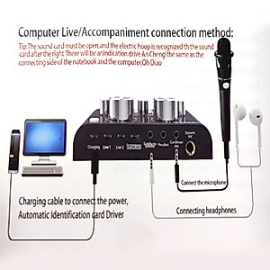 V8 Live Sound Card, Karaoke Sound Mixer Recording Sound Card USB Audio Interface Intelligent Volume Adjustable Audio Mixer Sound Card with Multiple Funny Sound Effect