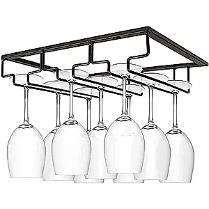 Metal Wine Glass Rack, Wine Glass Rack, Wine Rack Hanger, Wine Glass Rack (Color : Black)