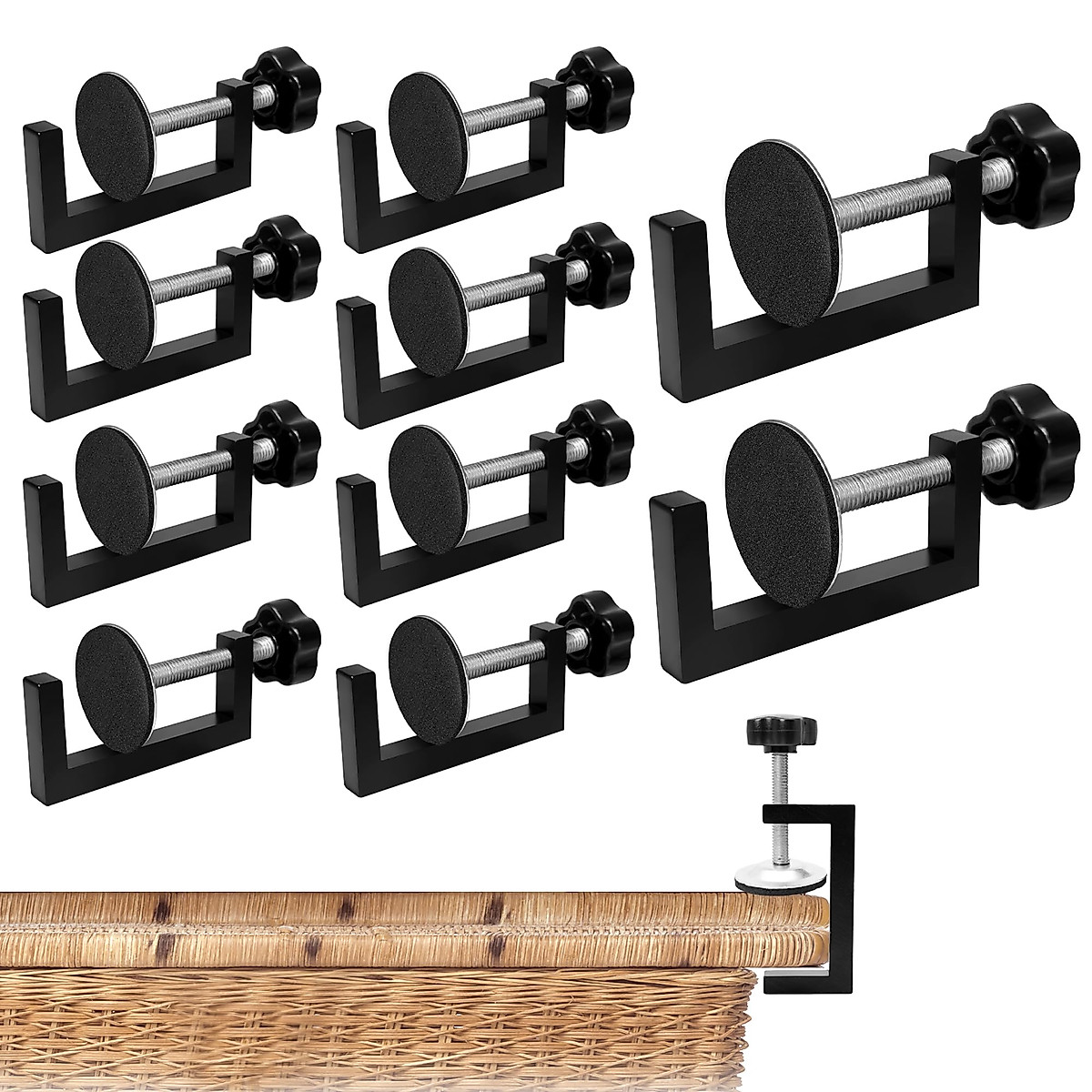 10 Pcs Adjustable Patio Furniture Clips Outdoor Furniture Clips for Wicker Sectional Black Sofa Rattan Furniture Clamps Couch Connectors for Keeping Furniture Together