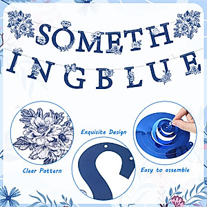 Tegeme Something Blue Before I Do Banner Blue Bridal Shower Decorations Hanging Blue Flower Party Favors for Bridal Shower Bachelorette Engagement Wedding Party