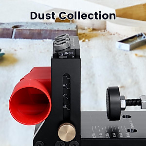 ENJOYWOOD Pocket Hole Jig System with Side Support Adjustable Drill Guide with 2 Drill Bits for Woodworking Aluminum Dowel Jig XK4S PRO