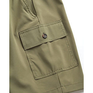 Eddie Bauer Boys' Shorts - Stretch Fit Pull On Cargo Tech Shorts for Boys (4-20), Size 7, Olive