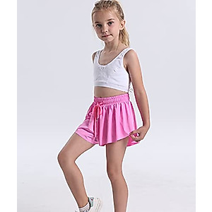 3 Pack Butterfly Flowy Shorts Skirts for Girls Tennis Cheer Stuff Athletic Preppy Running Sports Skirt for Teen Girls（Black, White, Rose red, M