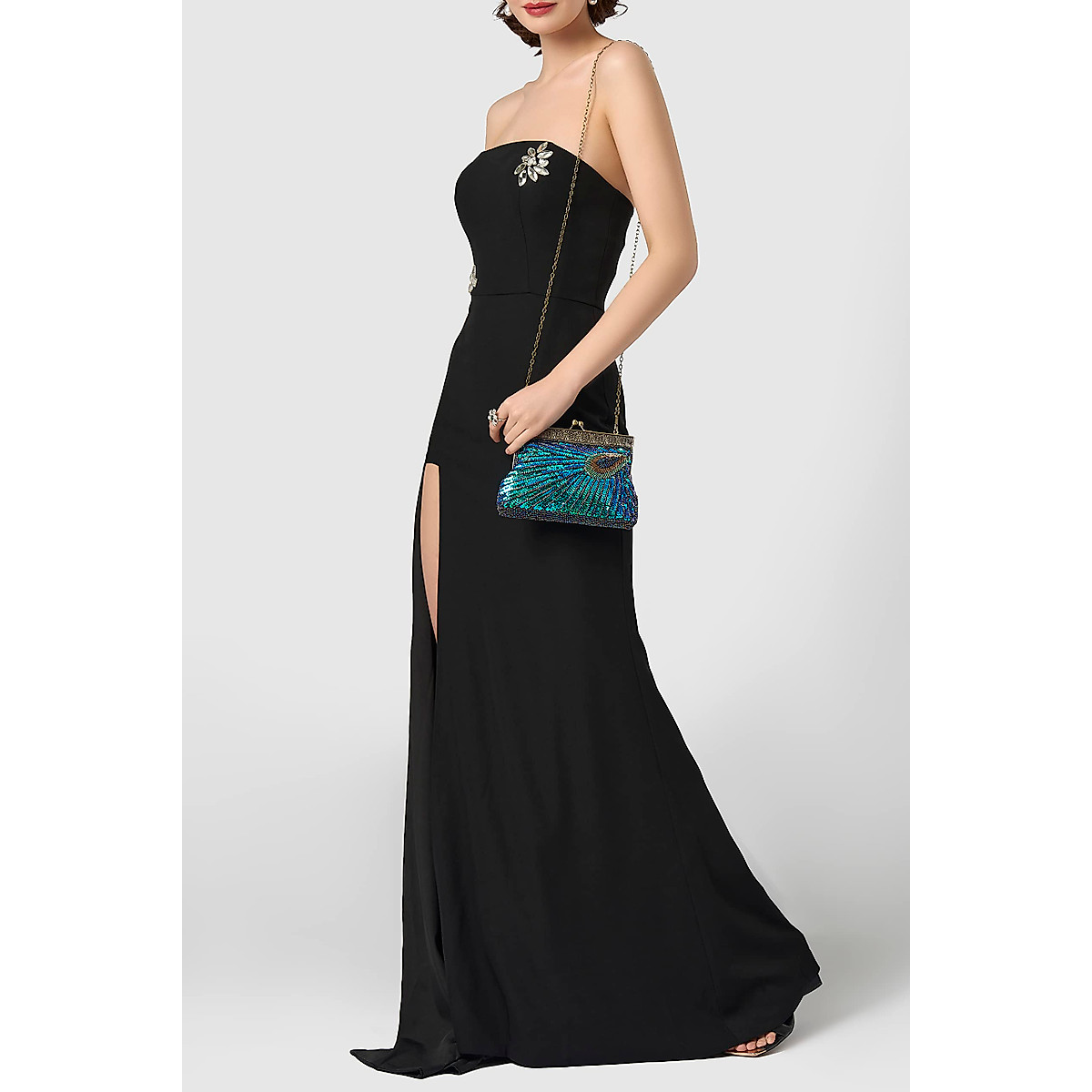 BABEYOND 1920s Flapper Peacock Clutch Gatsby Sequined Handbag Roaring 20s Evening Clutch Beaded Bag 1920s Gatsby Costume Accessories (Style 2)