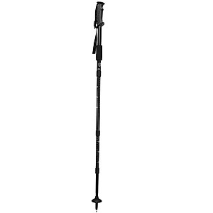 Walking Treking Pole for Outdoors Aluminium Alloy 4-Sections Walking Stick Alpenstock Suspension Straight Handle Trekking Pole (Black)
