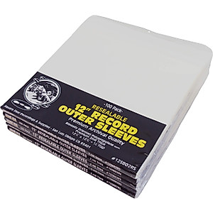 (500) 12" Resealable Record Outer Sleeves - Super Clear Premium 2 Mil Thick Archival Quality BOPP - 12-3/4" x 12-3/8" + 1-1/2" Flap