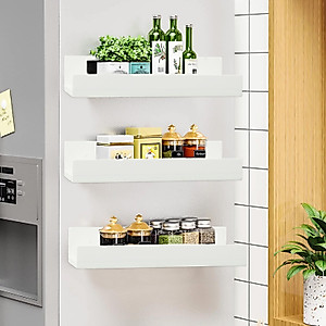 Floating Shelves for Wall Storage with Lip, 10.5" Picture Ledge Shelf Set of 3, White Acrylic Floating Shelf for Wall, Floating Wall Shelves for Kitchen, Bedroom, Bathroom Storage, Wall Home Decor