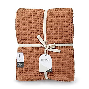 berkshire Organic Cotton Waffle Blanket | All-Season Organic Cotton Woven Waffle Blanket | Cashew | King (108" x 90")
