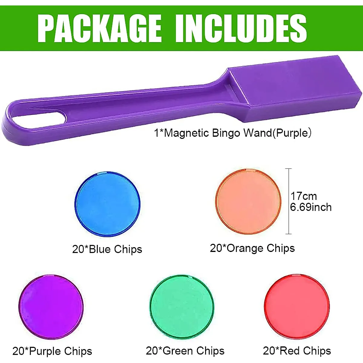 Dacefloy Magnetic Bingo Wand with Metal Ringed Chips for Counting School/Game Chips Plastic Markers Education STEM Tool for Students