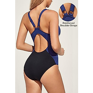 Ewedoos One Piece Athletic Swimsuit for Women Adjustable Strap Bathing Suit Tummy Control Swimming Suits Swimwear