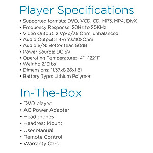 Ematic 10" Portable DVD Player with Headphones and Car-Headrest Mount - EPD116bu