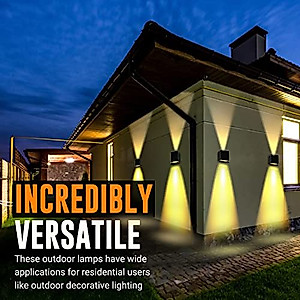 BRIGHTICONIC Solar Lights Decorative Up Down Wall Sconce Light Flood Lights Dusk to Dawn Outdoor Lighting Fixture Backyard Lights Outdoor Deck Lights Fence Solar Lamp Post Lights Outdoor Waterproof