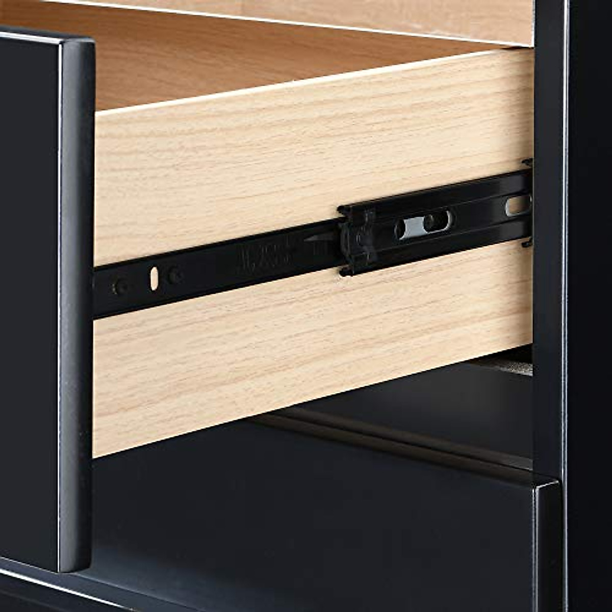 Finch Belmont Fully Assembled Nightstand Modern Mirrored Accent, Bedside End Table with Silver Handles, 3-Drawer, Black