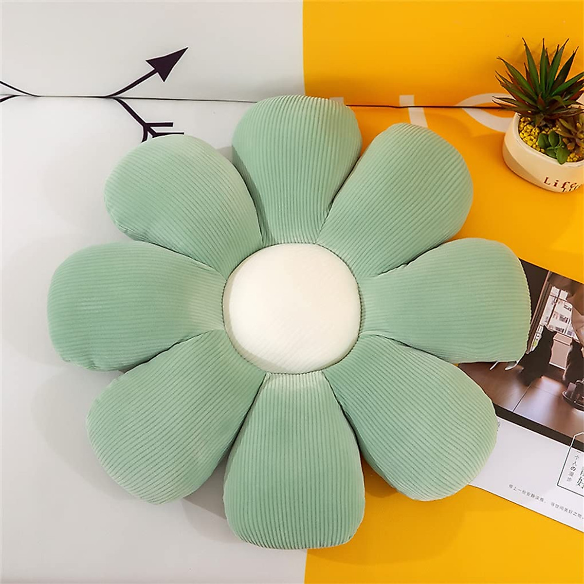 Uewidiod Flower-Shaped Pillow Cushion Floor Cushion Cushion Office sedentary Tatami car Cushion Student seat Cushion (40cm, Green)