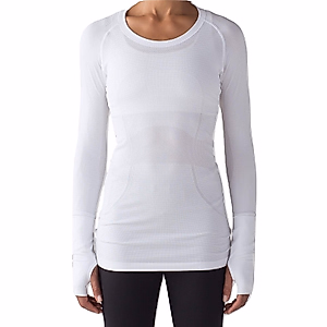 Lululemon Swiftly Tech Long Sleeve Crew (Heathered White, 10)