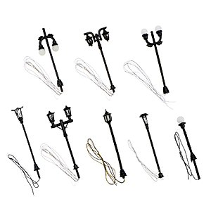 DOITOOL 8pcs Mini Street Post LED Outdoor Garden Lamp Miniature Spotlight Street Lights Model Light for Micro Landscape Fairy Garden Dollhouse Accessories (Random Style)
