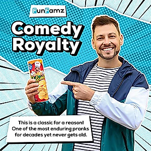 The FunFamz Original Snake in a Potato Chip Can Prank-Funny Classic Snake in a Can Prank for Kids, Snake in a Can Trick Gag Gift Toy & Scary Shock Snake Trick, Spring Snakes Prank, Red Potato Chip Can