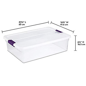 Sterilite 17551706 32 Quart/30 Liter ClearView Latch Box, Clear with Sweet Plum Latches, 6-Pack,Sweet Plum Handles