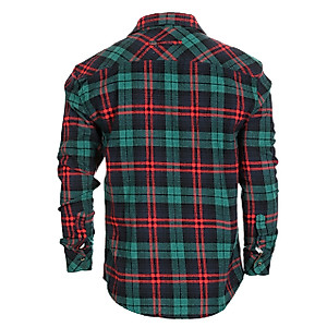 Gioberti Men's Brushed Flannel 100% Cotton Plaid Checkered Shirt with Corduroy Contrast, Green/Red, Medium