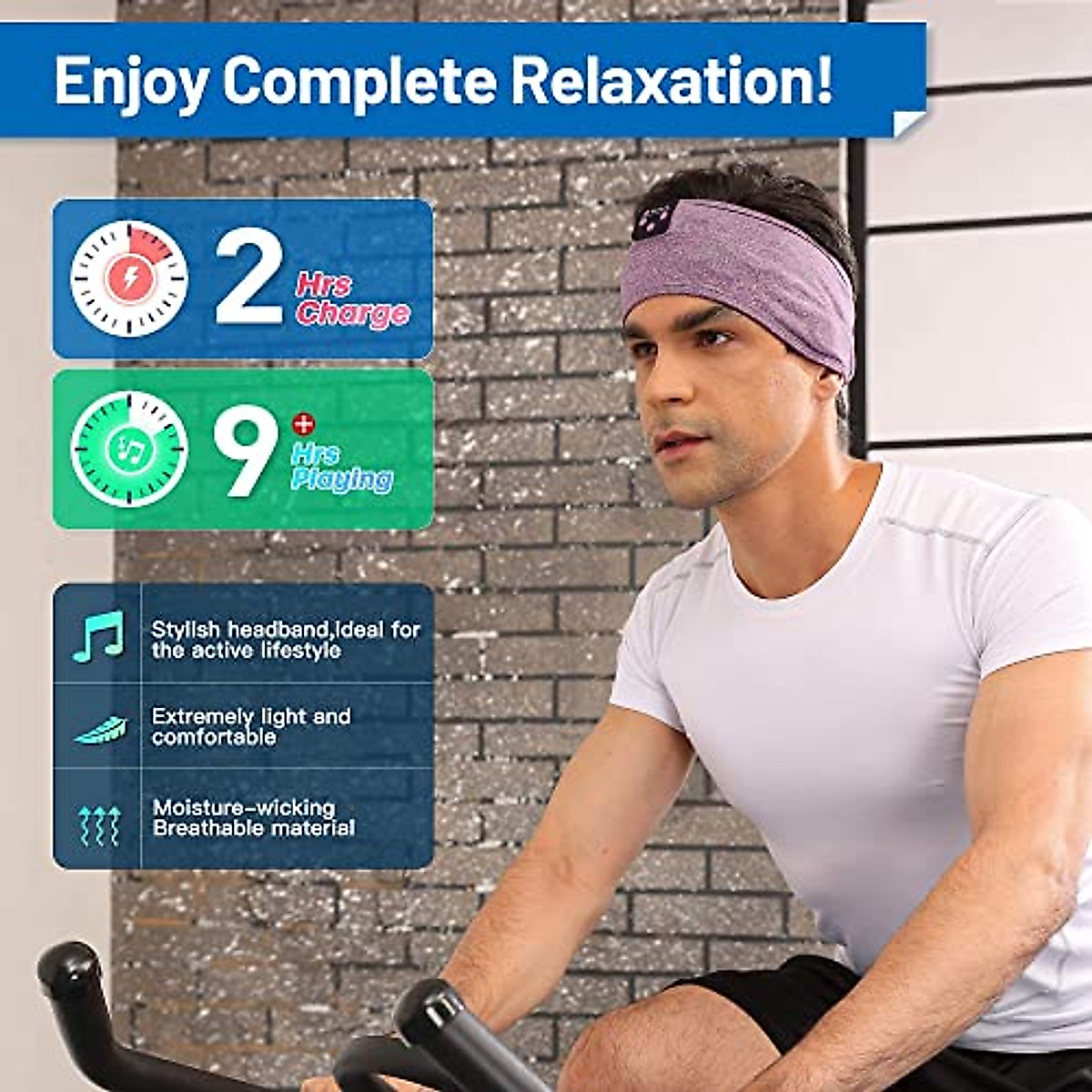 Perytong Sleep Headphones Wireless, Bluetooth Sports Headband Headphones with Ultra-Thin HD Stereo Speakers Perfect for Sleeping,Workout,Jogging,Yoga,Insomnia, Air Travel, Meditation