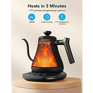 GoveeLife Smart Electric Kettle, 0.8L WiFi Gooseneck Kettle Compatible with Alexa, 5 Modes for Use, 3-minute Fast Heating and 2H Keep Warm, Auto-Shut off for Safety, Stainless Steel, Matte Black…