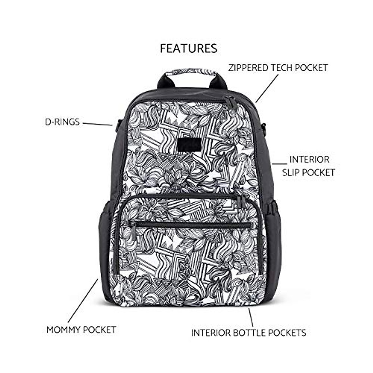 JuJuBe Zealous Diaper Bag Backpack and Fashionable Travel Bag with 9 Pockets