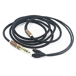 NewFantasia Upgrade Audio Cable 6N OCC Copper Silver Plated Braided Cord Compatible with Sennheiser HD650, HD600, HD580, HD660S, HD58X, HD6XX Headphone 3.5mm Male and 6.3mm Adapter Walnut Wood Shell