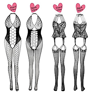 JDiction Women’s Lingerie BabyDoll Fishnet Bodysuit Sexy Nightwear(12 Pack)