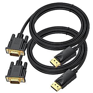 UV-CABLE DisplayPort to VGA Cable 5ft 2-Pack, Display Port DP to VGA Adapter Male to Male Gold-Plated for Computer, Laptop, TV, Projector-Not USB to VGA, Not HDMI to VGA