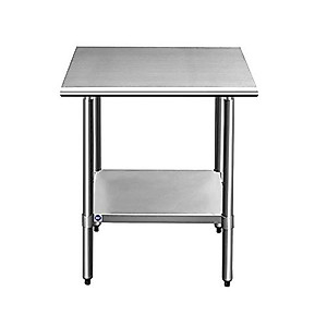 ROCKPOINT Stainless Steel Table for Prep & Work 30x24 Inches, NSF Metal Commercial Kitchen Table with Adjustable Under Shelf and Table Foot for Restaurant, Home and Hotel
