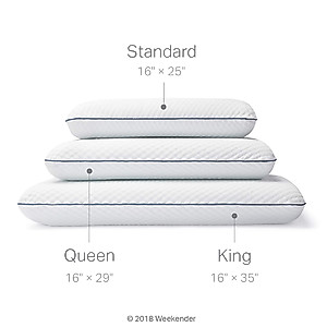 WEEKENDER Gel Memory Foam Pillow - Queen Size - 1-Pack - Medium Plush Feel - Neck & Shoulder Support - For Back, Side, & Stomach Sleepers - Home, Hotel, & Hospital Essentials