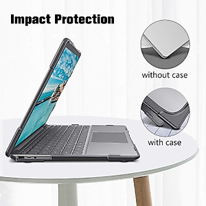 Fintie Case for 12.4 Inch Microsoft Surface Laptop Go 3/2/1 (2023/2022/2020) Model: 2013 1943 - Heavy Duty Matte Coated Protective Hard Shell Cover with Fold Kickstand, Gray