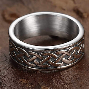 Jude Jewelers 8mm Stainless Steel Vintage Style Celtic Knot Wave Wedding Band Ring (Silver, 10)