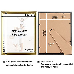 LaVie Home 8x10 Picture Frames(3 Pack, Gold) Wall or Tabletop Display, Graceful Beveled Detail Design Photo Frames with High Definition Glass, Perfect for Home Decor, Set of 3 Basic Collection