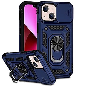 Hitaoyou iPhone 13 Mini Case, iPhone 13 Mini Case with Camera Cover & Kickstand Military Grade Shockproof Heavy Duty Protective Girls Women Boy Men Phone Case for iPhone 13 Mini 5.4'' Blue