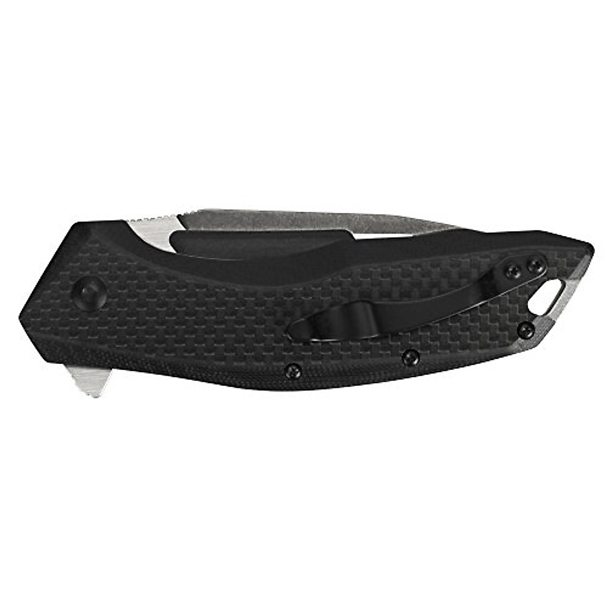 Kershaw Flourish Pocketknife, 3.5" 8Cr13MoV Steel Drop Point Blade, Assisted Opening with Flipper, Carbon Fiber Handle Overlay, Folding EDC,Black